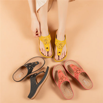 BS090 Slipper Outer Wear Slippers Female Flip Flops Flower Hollow Beach Amazon Flip Flops Female Sandals