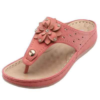 BS090 Slipper Outer Wear Slippers Female Flip Flops Flower Hollow Beach Amazon Flip Flops Female Sandals