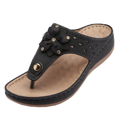 BS090 Slipper Outer Wear Slippers Female Flip Flops Flower Hollow Beach Amazon Flip Flops Female Sandals