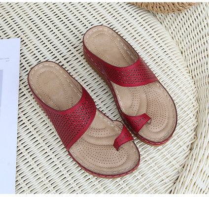 BS093 Women Shoes Cross-Border Large Size Women'S Shoes Retro Bohemian Style Hollow Wedge Sandals Women Flip-Flops Sanda