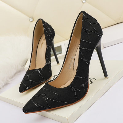 3058-2 Korean Fashion Pointy Toe Pump High Heels Nightclub Looks Thin Sexy Women'S Single Shoes Sequins Professional OL