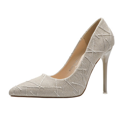 3058-2 Korean Fashion Pointy Toe Pump High Heels Nightclub Looks Thin Sexy Women'S Single Shoes Sequins Professional OL