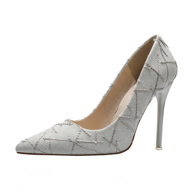3058-2 Korean Fashion Pointy Toe Pump High Heels Nightclub Looks Thin Sexy Women'S Single Shoes Sequins Professional OL