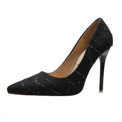 3058-2 Korean Fashion Pointy Toe Pump High Heels Nightclub Looks Thin Sexy Women'S Single Shoes Sequins Professional OL