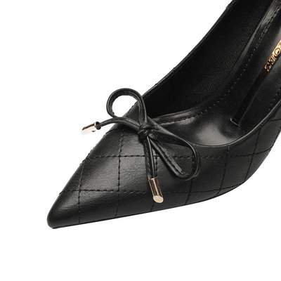8668-3 Korean style fashion pointed shallow mouth high heels bowknot net red women's single shoes sexy thin nightclub wo