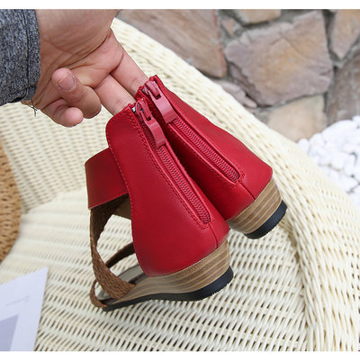 BS095 Ladies Shoes Ethnic Style Sandals Female Bohemian Style Braided Belt Wedge Sandals Retro Roman Shoes