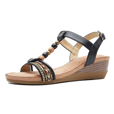 BS099 Shoes Women2020 Female Summer New Sandals Rome Plus Size Sandals Retro Beaded Bohemian Sandals