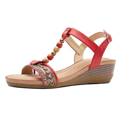 BS099 Shoes Women2020 Female Summer New Sandals Rome Plus Size Sandals Retro Beaded Bohemian Sandals