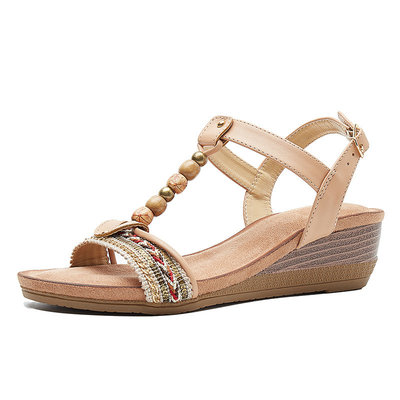 BS099 Shoes Women2020 Female Summer New Sandals Rome Plus Size Sandals Retro Beaded Bohemian Sandals