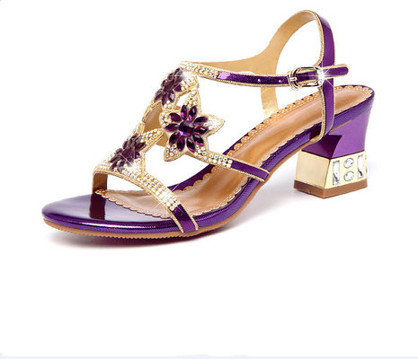 Bs102 2021 New Sandals Women'S Summer Diamond Shoes Fish Mouth Middle Heel Inlaid Diamond Fashion Thick Heel Women'S San
