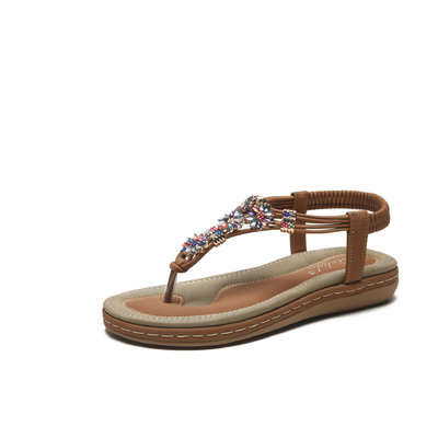 Bs104 Spring 2021 New Large Bohemian Flat Bottom Casual Fashion Sandals Women'S Comfortable Shoes