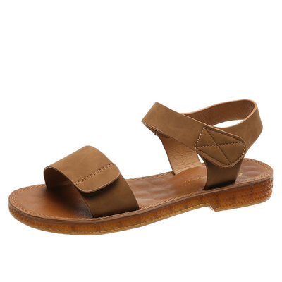 BS105 Tendon Sole Sandals Flat Shoes 2021 Summer New Shoes Student Roman Shoes Beach Shoes Soft Sole Word Women'S Shoes