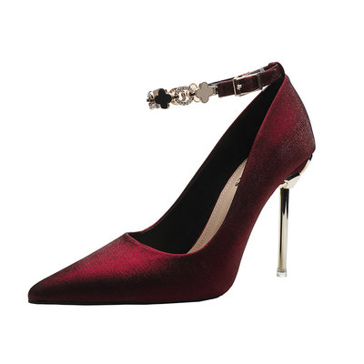 608-33 Fashion Pointed Shallow Mouth High Heels With Thin Sandals, Sexy Stiletto Sandals With Rhinestones, Brand Women’S