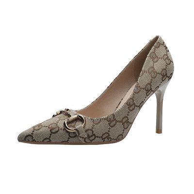 8666-9 Europe And The United States Sexy Pointed Shallow Mouth High Heels Net Celebrity Sexy Nightclub Was Thin Women'S