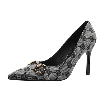 8666-9 Europe And The United States Sexy Pointed Shallow Mouth High Heels Net Celebrity Sexy Nightclub Was Thin Women'S