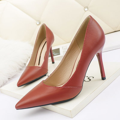 8666-13 Korean fashion pointed shallow mouth high heels nightclub thin sexy single shoes stiletto professional OL women'