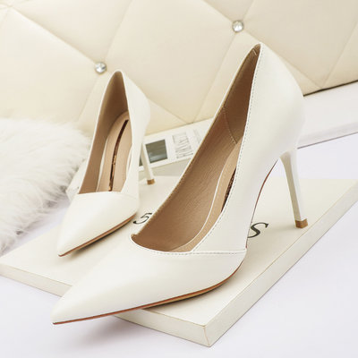 8666-13 Korean fashion pointed shallow mouth high heels nightclub thin sexy single shoes stiletto professional OL women'