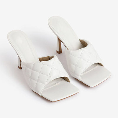 BS109 Women'S Shoes Candy Color Fashion High Heels Square Plaid Spring And Summer High Heel Sandals Wholesale PU Women'S