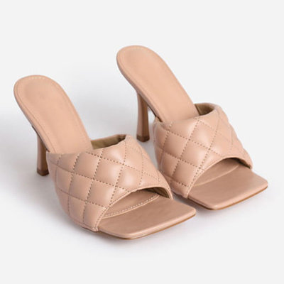 BS109 Women'S Shoes Candy Color Fashion High Heels Square Plaid Spring And Summer High Heel Sandals Wholesale PU Women'S