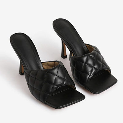 BS109 Women'S Shoes Candy Color Fashion High Heels Square Plaid Spring And Summer High Heel Sandals Wholesale PU Women'S