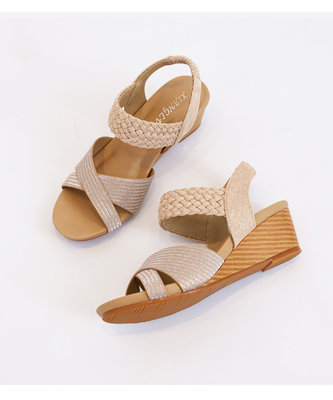 BS111 Sandals Women'S Slope Heel Summer New Style Open Toe Large Size Comfortable Fashion Women'S Shoes Ladies Woven Rom