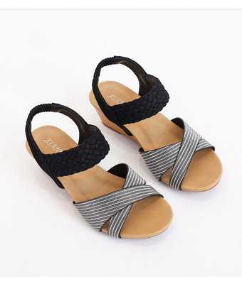 BS111 Sandals Women'S Slope Heel Summer New Style Open Toe Large Size Comfortable Fashion Women'S Shoes Ladies Woven Rom