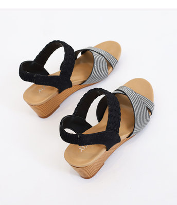 BS111 Sandals Women'S Slope Heel Summer New Style Open Toe Large Size Comfortable Fashion Women'S Shoes Ladies Woven Rom