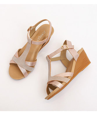 BS114 Bohemian Slope Heel Roman Shoes Women Summer Retro One With Vacation Large Size Slope Heel Sandals Women