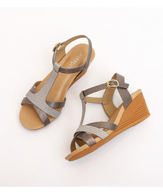 BS114 Bohemian Slope Heel Roman Shoes Women Summer Retro One With Vacation Large Size Slope Heel Sandals Women