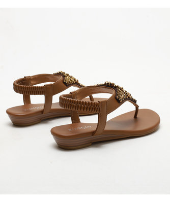 BS119 Sandals Female Slope Heel New Summer Flip Flops Rhinestone Fairy Style Simple Seaside Vacation Roman Shoes W