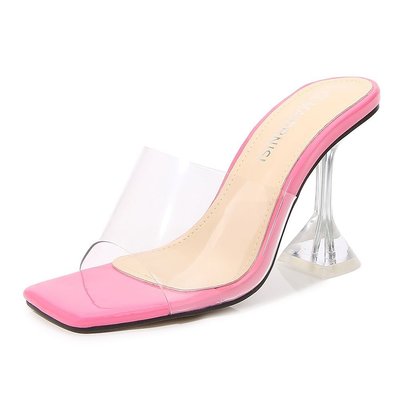 MES002 Summer Fish Mouth Women'S Sandals And Slippers Sexy Wine Glasses With High Heels Transparent Women'S Shoes High-H