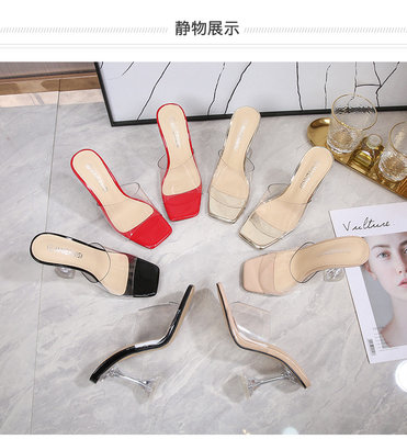 MES002 Summer Fish Mouth Women'S Sandals And Slippers Sexy Wine Glasses With High Heels Transparent Women'S Shoes High-H