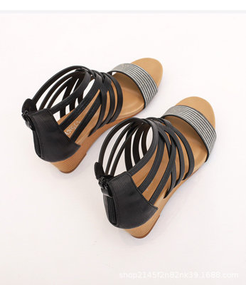 BS120 Slope Heel Roman Sandals Women'S New Bohemian Ethnic Style Retro Open Toe Holiday Travel Women'S Shoes