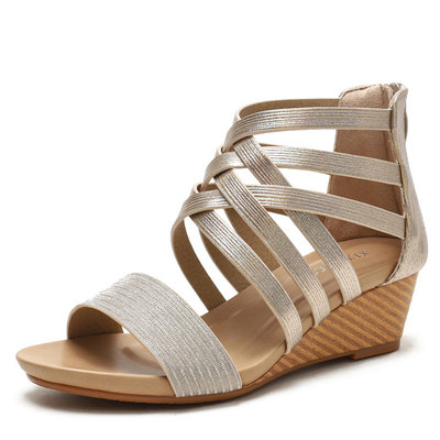 BS120 Slope Heel Roman Sandals Women'S New Bohemian Ethnic Style Retro Open Toe Holiday Travel Women'S Shoes