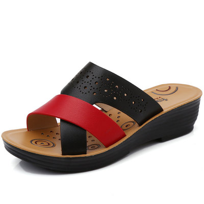 BS122 New Casual Orange Blue Slippers Female Summer Fashion Flat Non-Slip Outer Wear Sandals And Slippers Casual Slipper