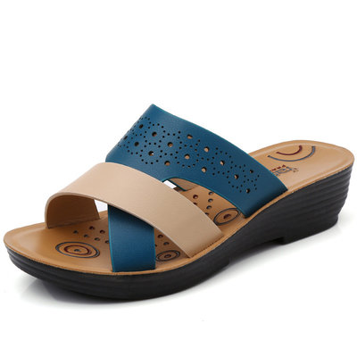 BS122 New Casual Orange Blue Slippers Female Summer Fashion Flat Non-Slip Outer Wear Sandals And Slippers Casual Slipper