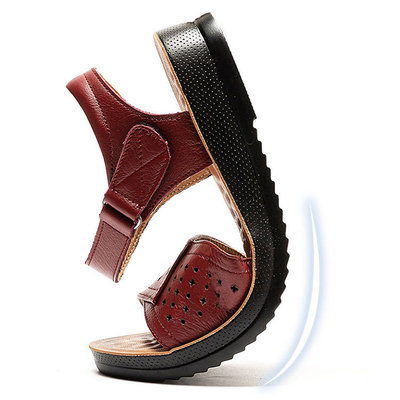 BS123 Leather Sandals Comfortable Massage Soft Sole Top Layer Cowhide Women'S Shoes Manufacturers Women'S Shoes Brand Wo
