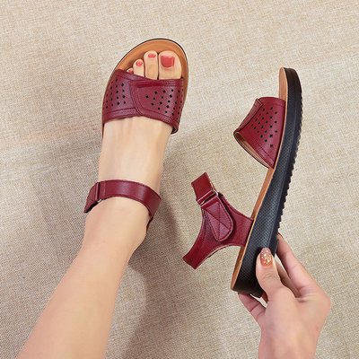 BS123 Leather Sandals Comfortable Massage Soft Sole Top Layer Cowhide Women'S Shoes Manufacturers Women'S Shoes Brand Wo