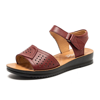 BS123 Leather Sandals Comfortable Massage Soft Sole Top Layer Cowhide Women'S Shoes Manufacturers Women'S Shoes Brand Wo