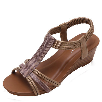 BS124 Roman Retro Wedge Sandals Female Summer 2021 New National Style Word With Light Travel Women'S Shoes