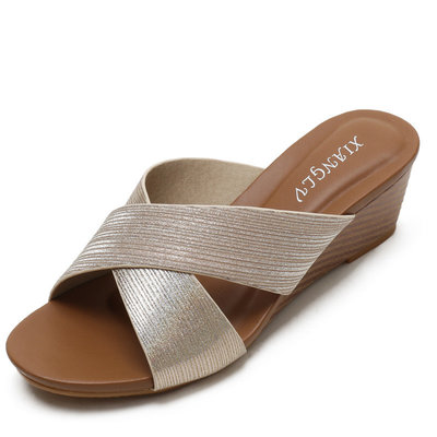 BS125 Slope Heel Roman Sandals Female New Style Bohemian National Wind Open Toe Holiday Travel Women'S Shoes Beach Shoes