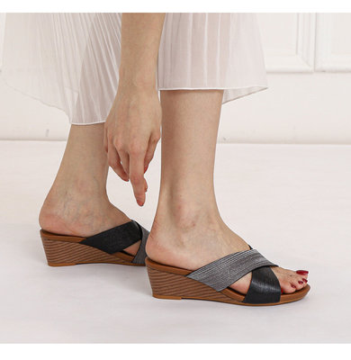 BS125 Slope Heel Roman Sandals Female New Style Bohemian National Wind Open Toe Holiday Travel Women'S Shoes Beach Shoes