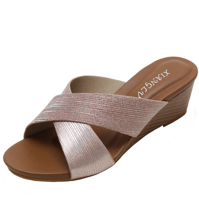 BS125 Slope Heel Roman Sandals Female New Style Bohemian National Wind Open Toe Holiday Travel Women'S Shoes Beach Shoes