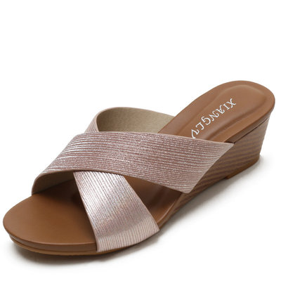 BS125 Slope Heel Roman Sandals Female New Style Bohemian National Wind Open Toe Holiday Travel Women'S Shoes Beach Shoes