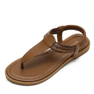 Bs126 Flip-Flop Sandals Women'S New Bohemian Ethnic Style Simple Color Matching Retro Travel Roman Shoes