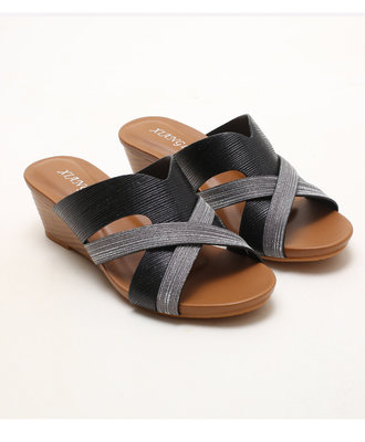 BS128 Slope heel sandals for women's outer wear, fashion platform, thick-soled platform, casual large size, one-word san