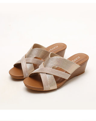BS128 Slope heel sandals for women's outer wear, fashion platform, thick-soled platform, casual large size, one-word san