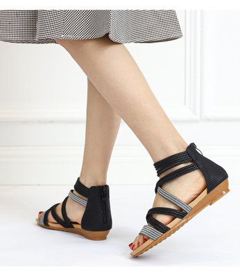 BS129 Foreign Trade Wedge Sandals Female New Style Summer Fairy Style With Skirt, Word With Flat Bottom Roman Women'S Sh