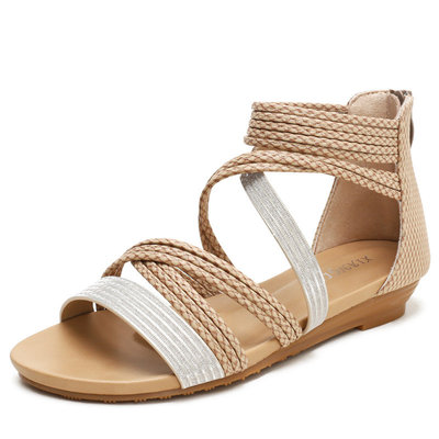 BS129 Foreign Trade Wedge Sandals Female New Style Summer Fairy Style With Skirt, Word With Flat Bottom Roman Women'S Sh