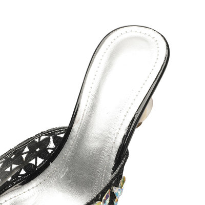 6111-1 Korean fashion pointed shallow mouth high heels sexy thin rhinestone sandals net celebrity party sandals women's